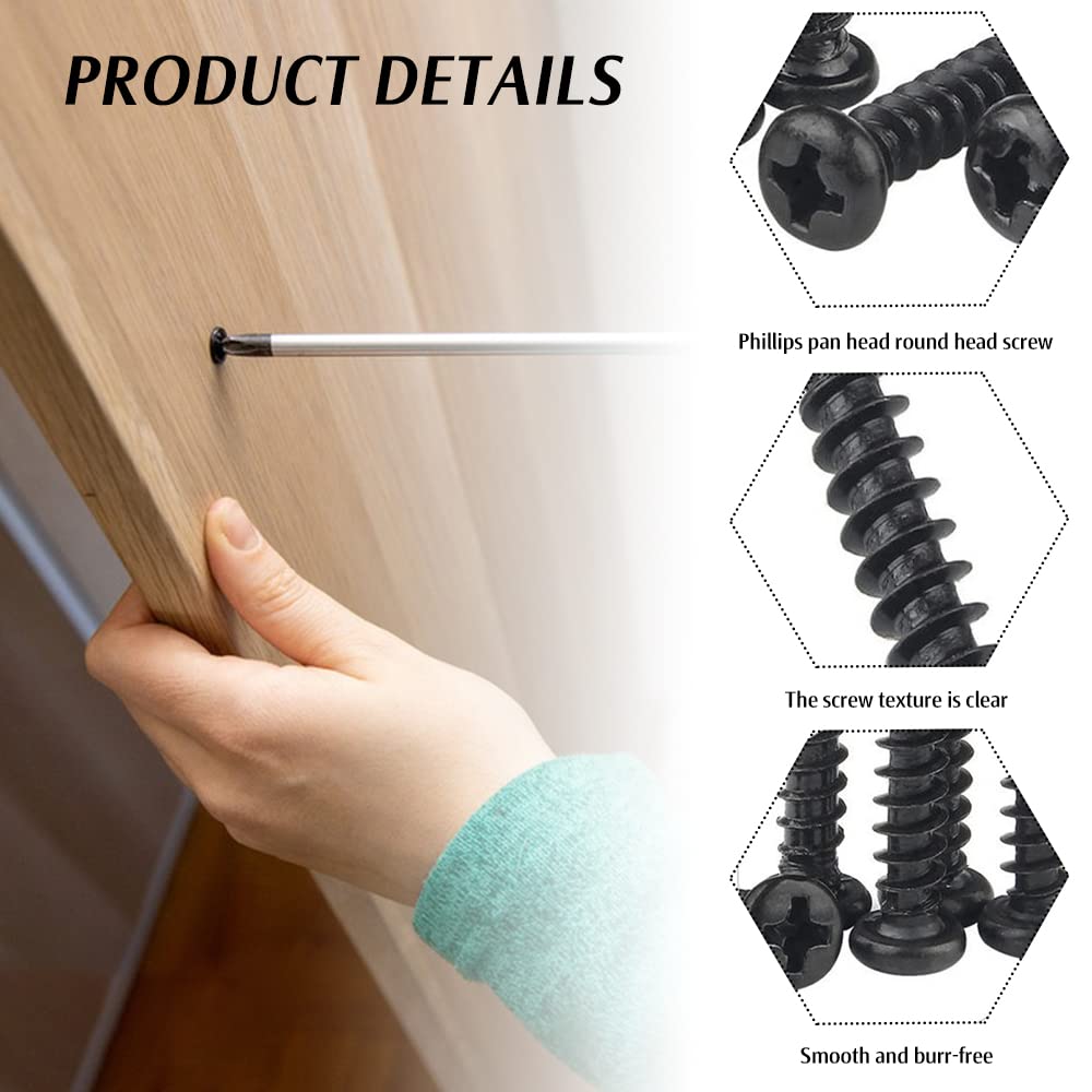 450Pcs M3 Flat Head Wood Screws Assortment Fasteners Kit, Self Tapping Screws Assortment Set, Countersunk Head Self-Tapping Screws,Carbon Steel