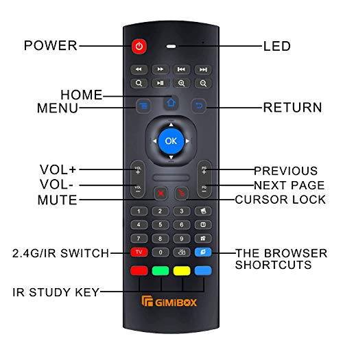 Air Mouse for Android tv Box, Gimibox MX3 Pro Wireless Keyboard 2.4G Smart TV Remote with Motion Sensing Game Handle Android Remote Control for Android TV Box/PC/Smart TV/Projector/HTPC/All-in-one PC/
