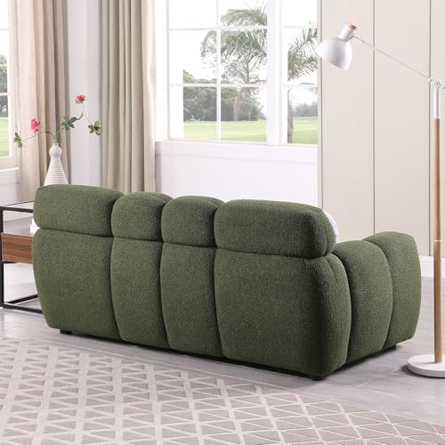 Alberobelo Boucle Sofa for Living Room, Cloud Couch with Solid Eucalyptus Frame & Cloud Pillow, Mid Century Modern Couch for Office Living Room Coffee Room (Green, 65"-Loveseat)