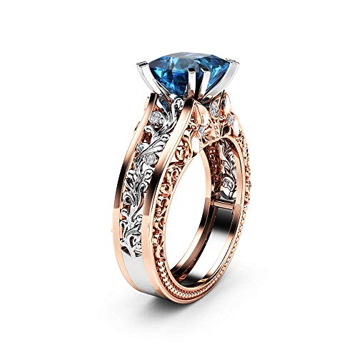 ADUWOAN Sterling Silver Amethyst Ring for Women Gemstone Statement Rings Vintage Eternity Engagement Wedding Rings Retro Twisted Crystal Rings