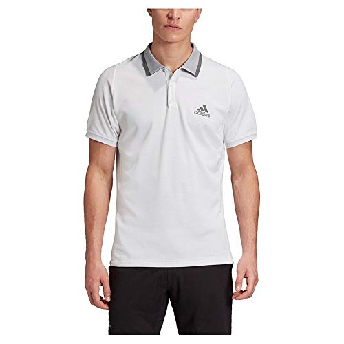 adidas mens Freelift Tennis Polo Shirt AEROREADY White/Grey Large