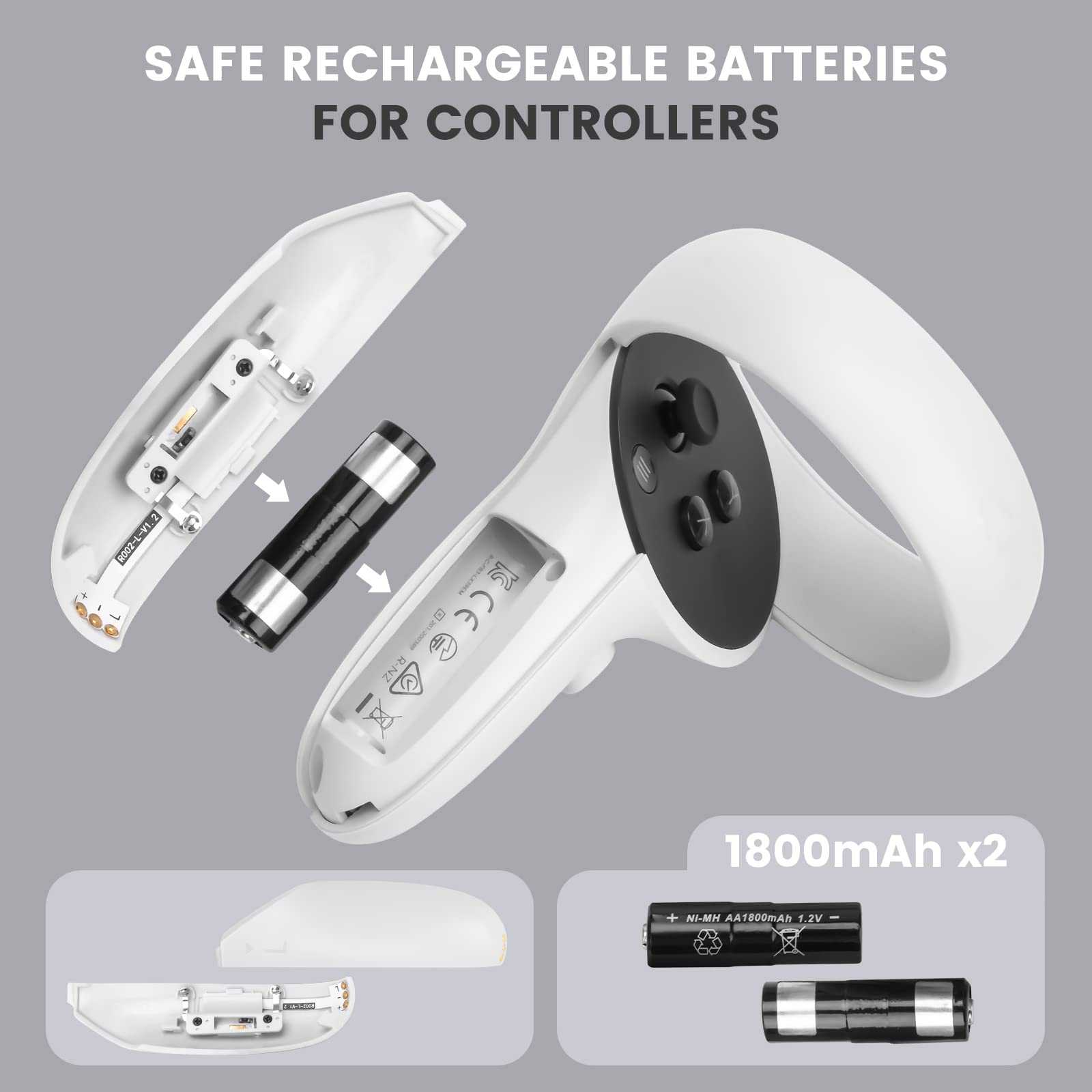 alcopanda 1*Battery Pack for Oculus Quest 2+1*Charging Dock for Meta Quest 2