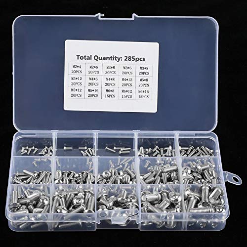 Screw 285Pcs/Set M2/M3/M4/M5/M6 Machine Screw Stainless Steel Screws Set for Laptop/Hard Disk/Keyboard/Phone/PC Brass Screw tapa