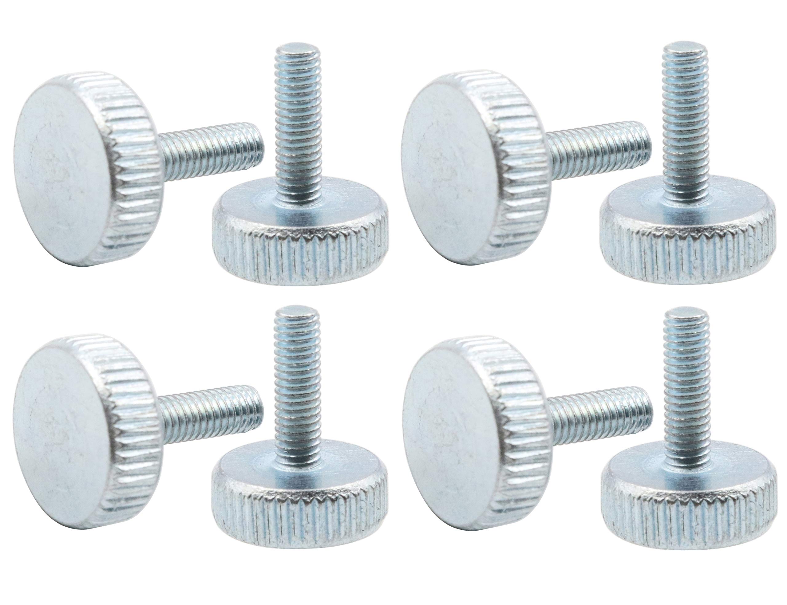 LBY 30pcs Knurled Hand Screw, M3 x 10mm Flat Knurled Head Fully Threaded Thumb Screws(Single Layer Step), Carbon Steel Galvanize