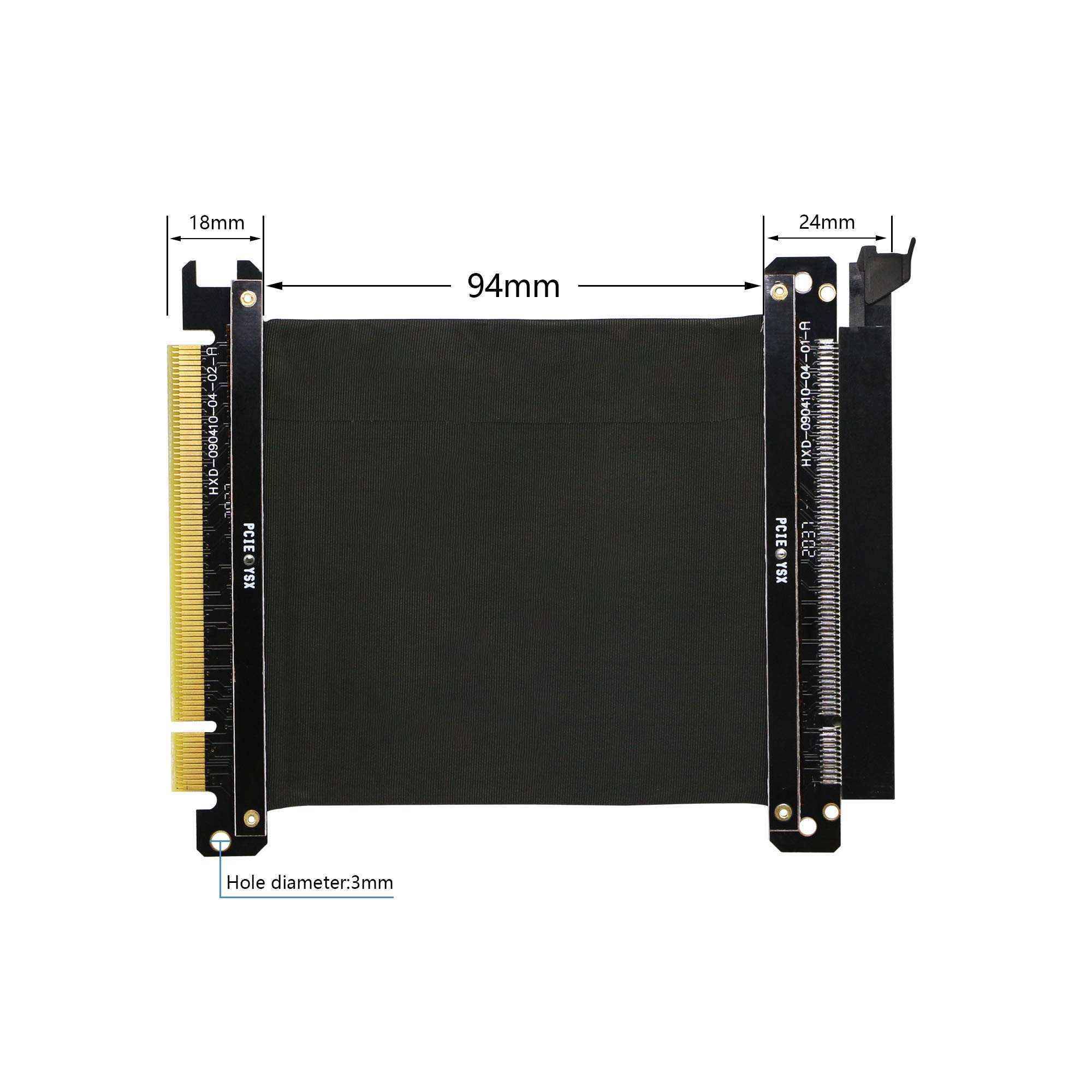 SinLoon PCI-E Express X16 Riser Extend Card PCIE 3.0 Cable Card Extension Port Adapter High Speed Riser Card Compatible with GTX RTX Series, Radeon Series Graphics Card (Balck 100mm)