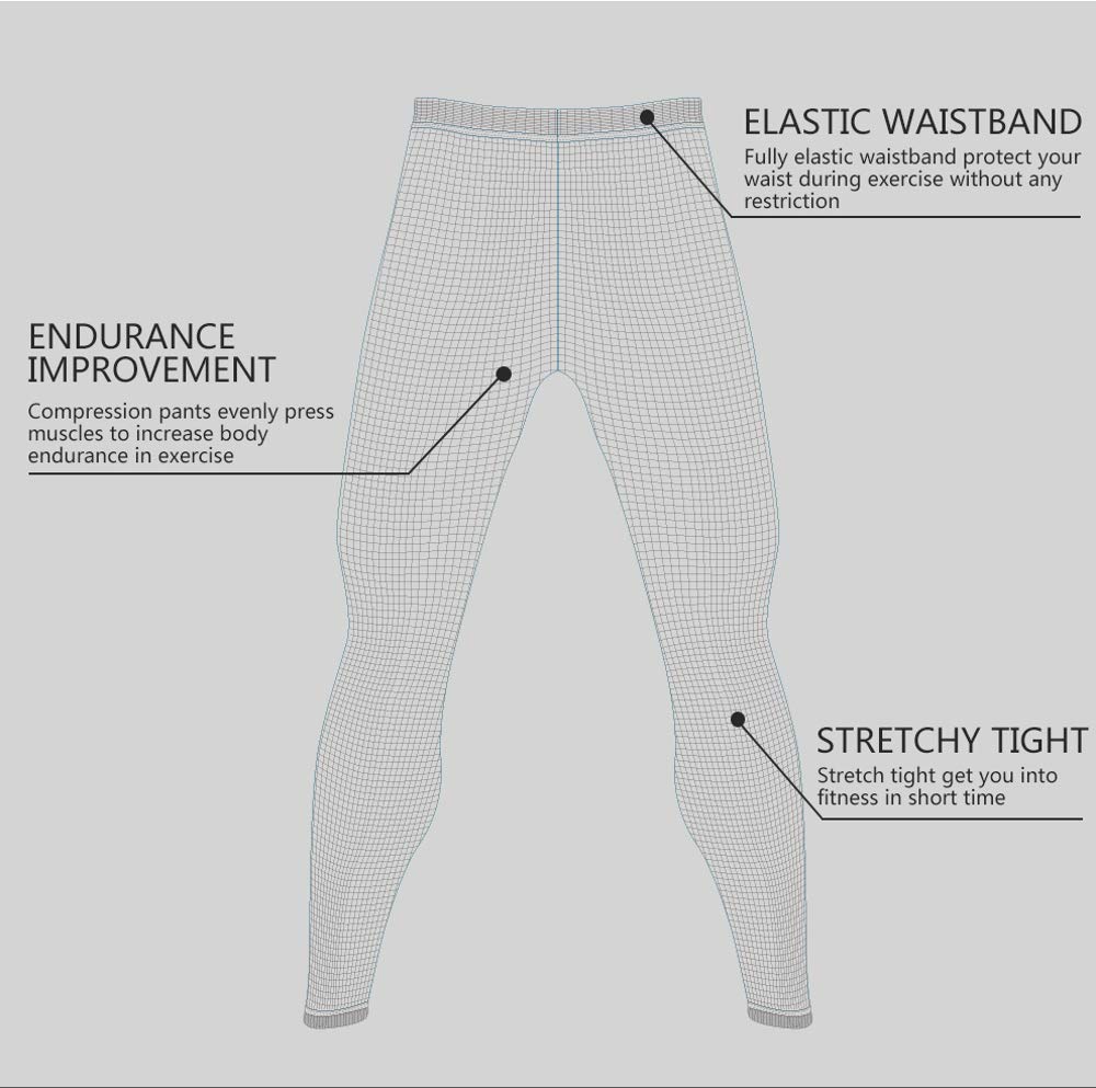 9M Mens Ultra Soft Thermal Underwear Leggings Bottoms - Compression Pants with Fleece Lined, Navy Blue, Medium