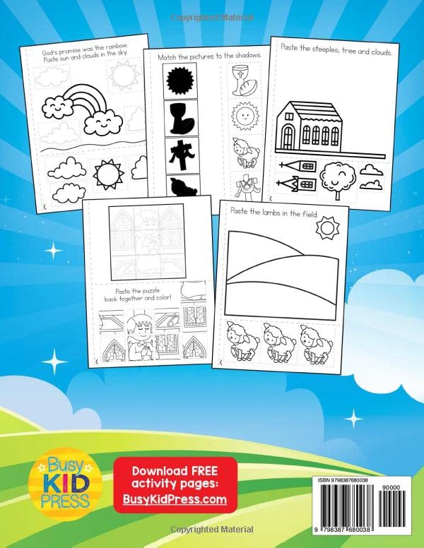 Bible Fun Cut and Paste Preschool Workbook: Coloring and Cutting Kids Christian Activity Book