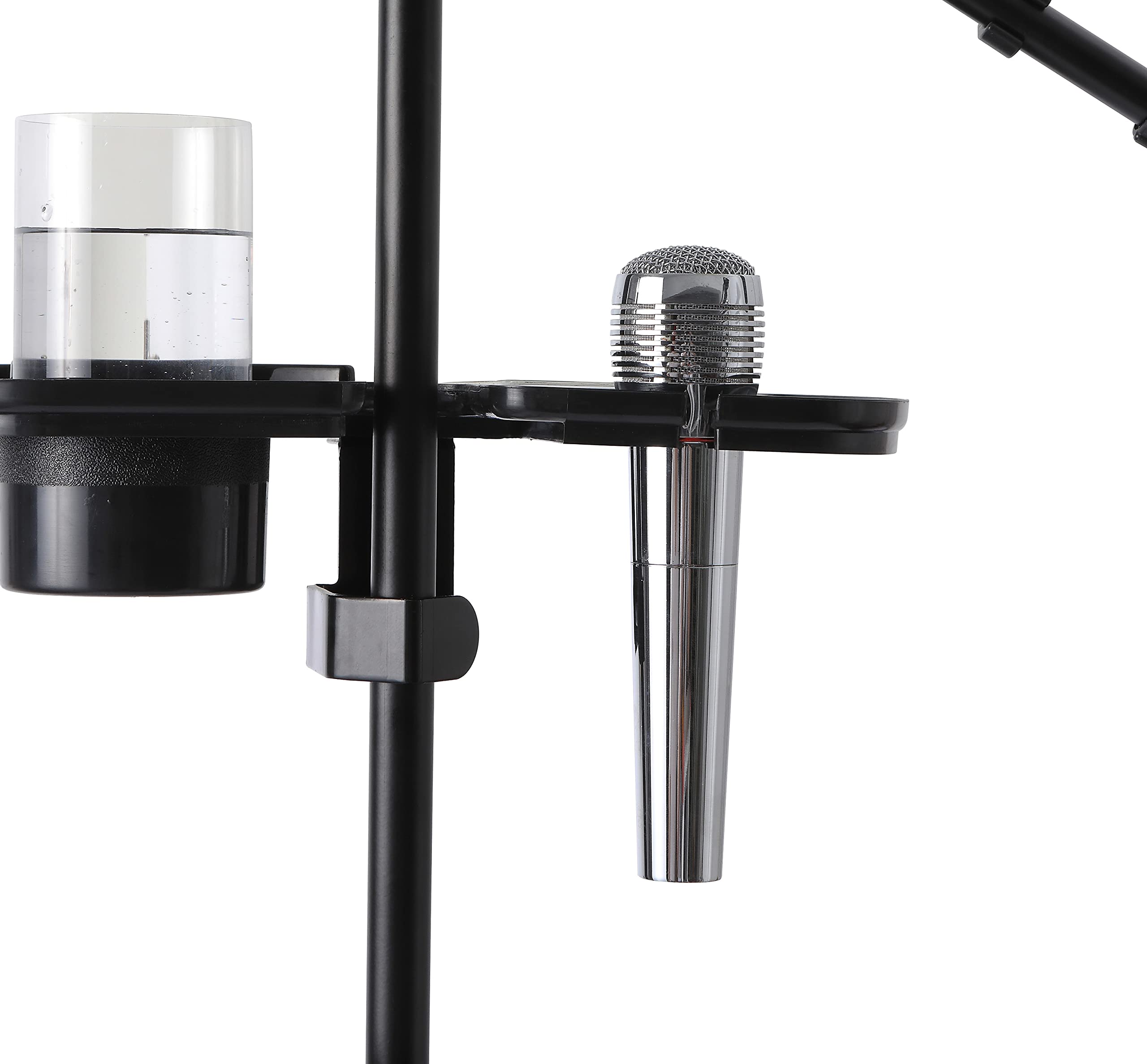 Auhafaly Plastic Microphone Stand Tray Stage Concert Performance Vocal Guitar Accessory with Drink Holder and Microphone Holder (Deluxe)