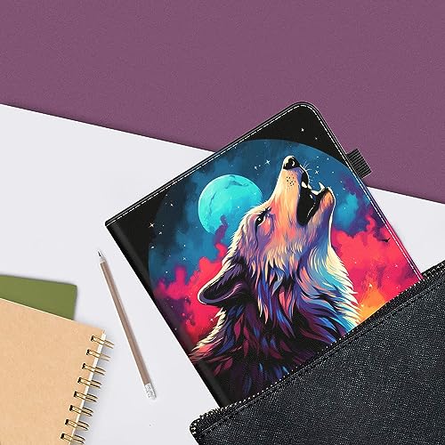 Case Compatible with Amazon All-New Kindle Fire 7 Tablet (2022 Release-12th Generation) Latest Model 7,Slim Fit Foldable Standing Cover Case with Auto Sleep/Wake,Wolf Under The Moon