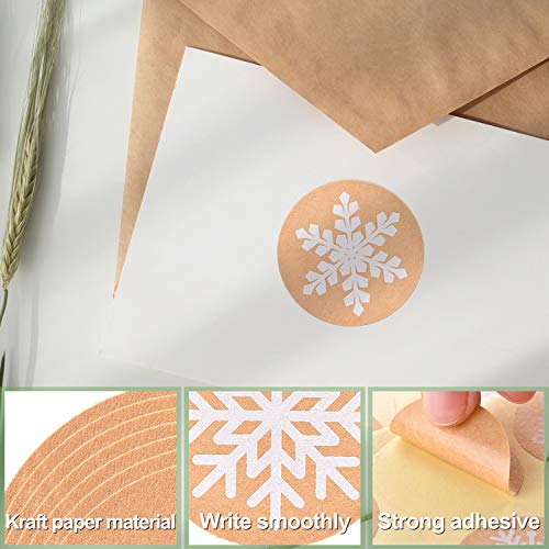 660 Pieces Snowflake Stickers,Christmas Stickers 1.5" Round Kraft Paper Snowflake Label for Envelope,Candy Bag or Gifts