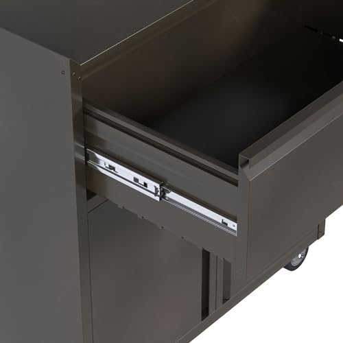 Aobabo Steel Wheeled Lockable Tool Box Supply Cabinet Organizer with 1 Drawer, 2 Adjustable Storage Shelves for Home, Office, and Garage, Black