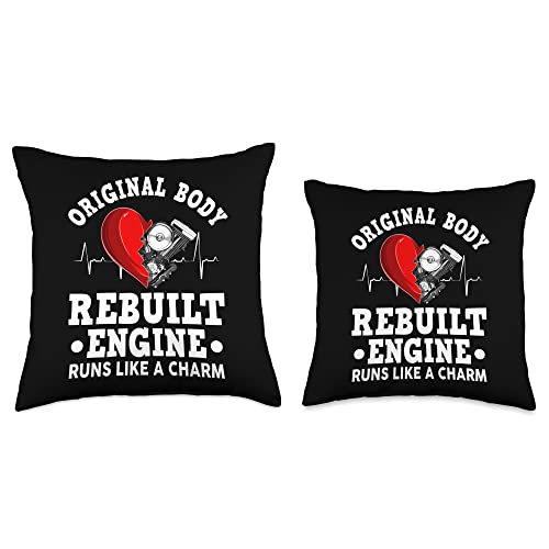 Back heart surgery recovery gifts for women Open Heart Surgery Original Body Rebuilt Engine Throw Pillow, 16x16, Multicolor
