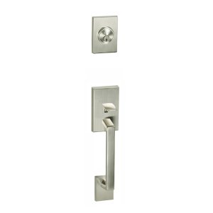 Better Home Products Tiburon Front Door Handleset | Exterior Door HandleSet for Right and Left Handed Door - Entry Handleset Satin Nickel