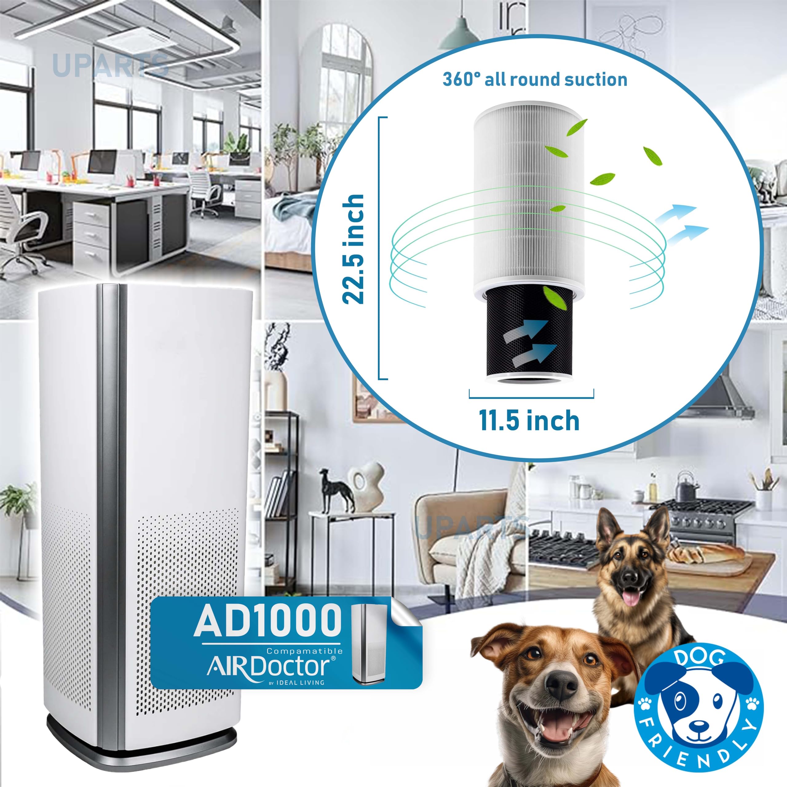 AD1000 Replacement Filter, Compatible with AIRDOCTOR AD1000 Air Purifier 【2-Pack】