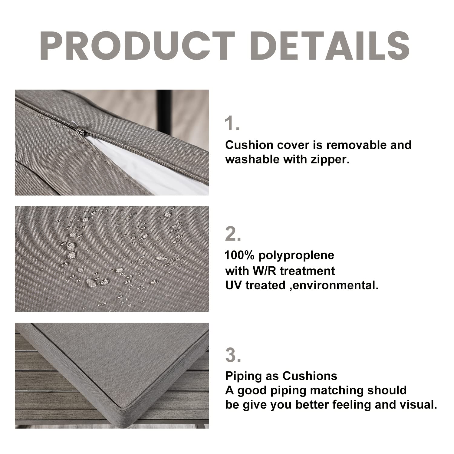 ARTPLAN Outdoor Deep Seat Cushions Set for Patio Furniture,24x24x6,Back18x24x6 Inches,Extra Thick Patio Replacement Cushions,Square,Grey