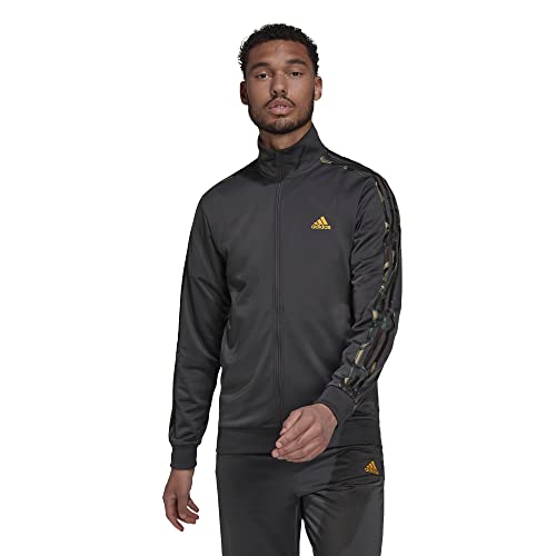 adidas Men's Warm-up Tricot Regular Camo Track Jacket, Solid Grey, Medium