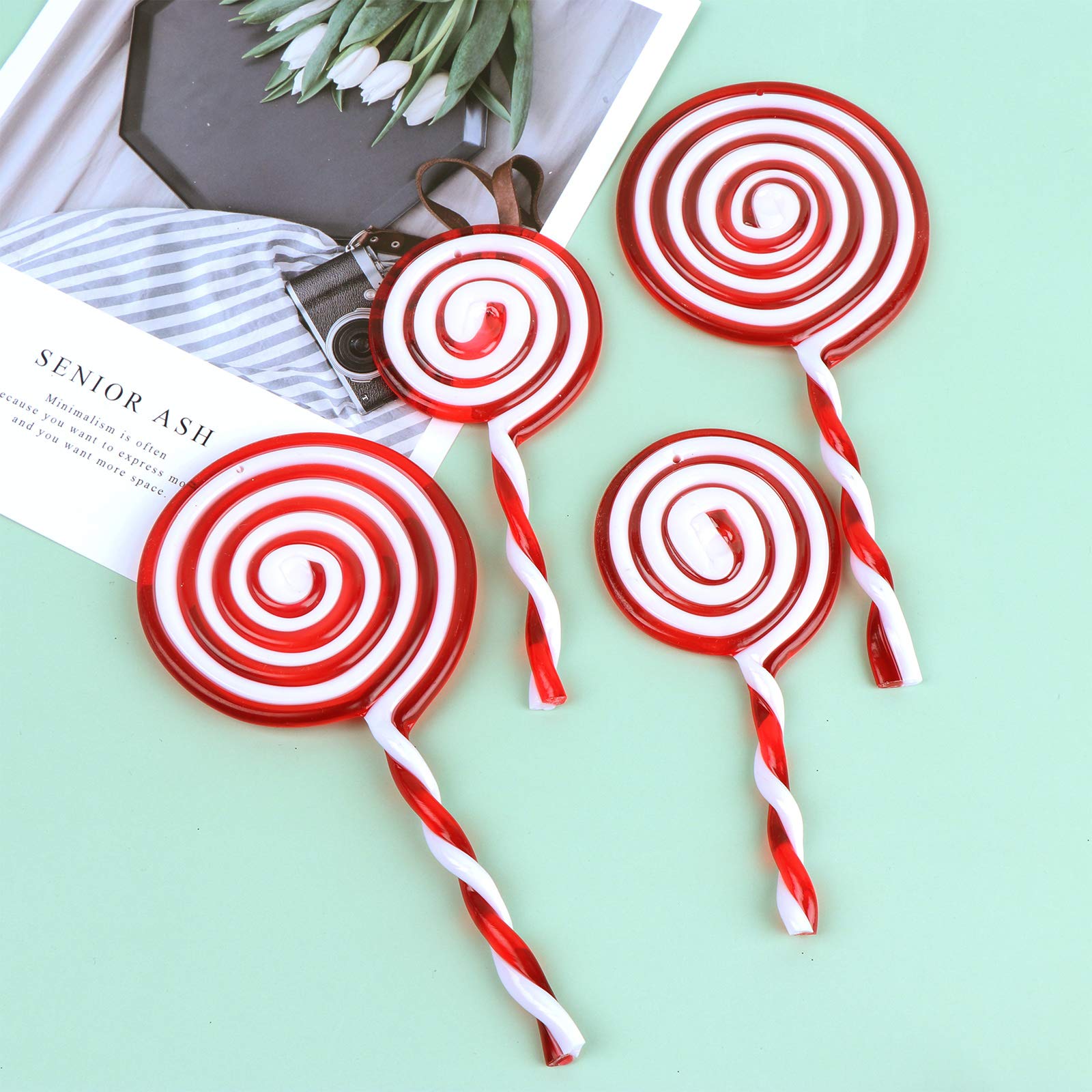 8 Pack Christmas Lollipop Ornament Christmas Tree Ornament Christmas Candy Hanging Decorations for Holiday Home Party (4 Styles)
