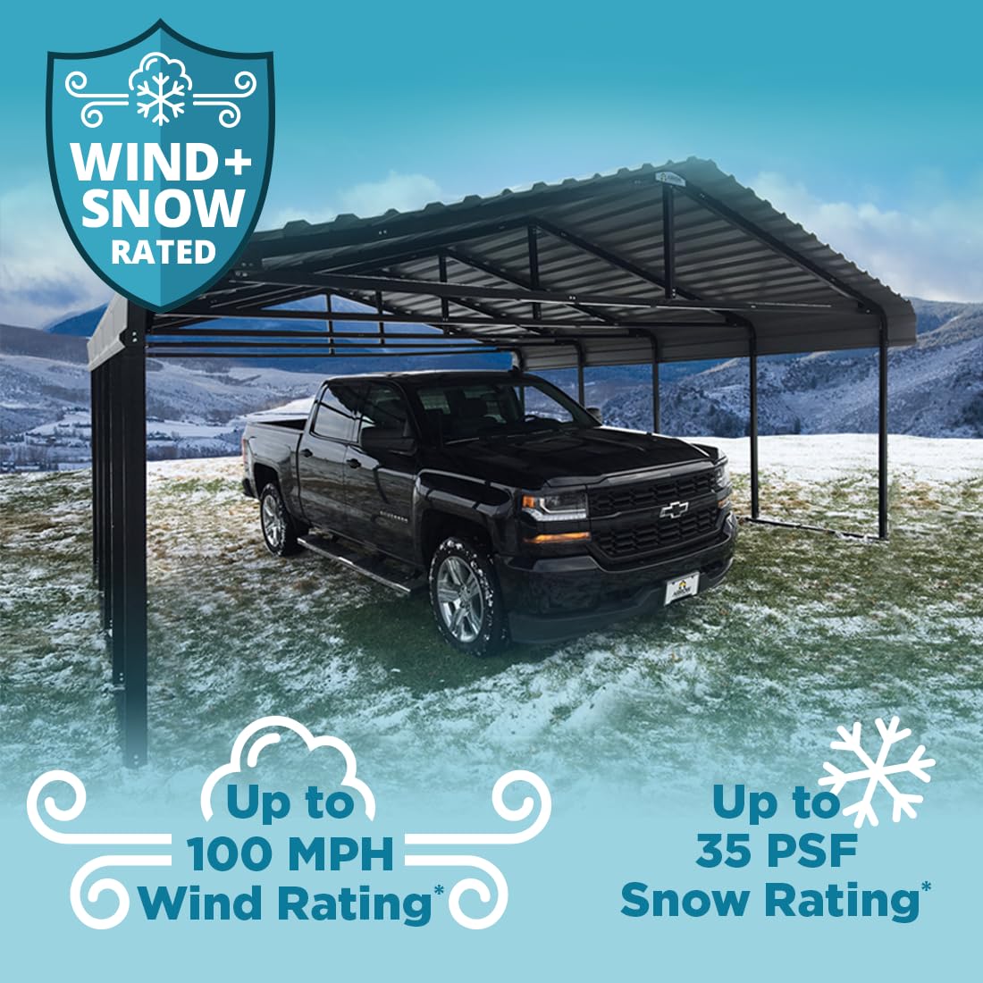 Arrow Carports Galvanized Steel Carport, Double Car Metal Carport Kit, 20' x 20' x 9', Eggshell