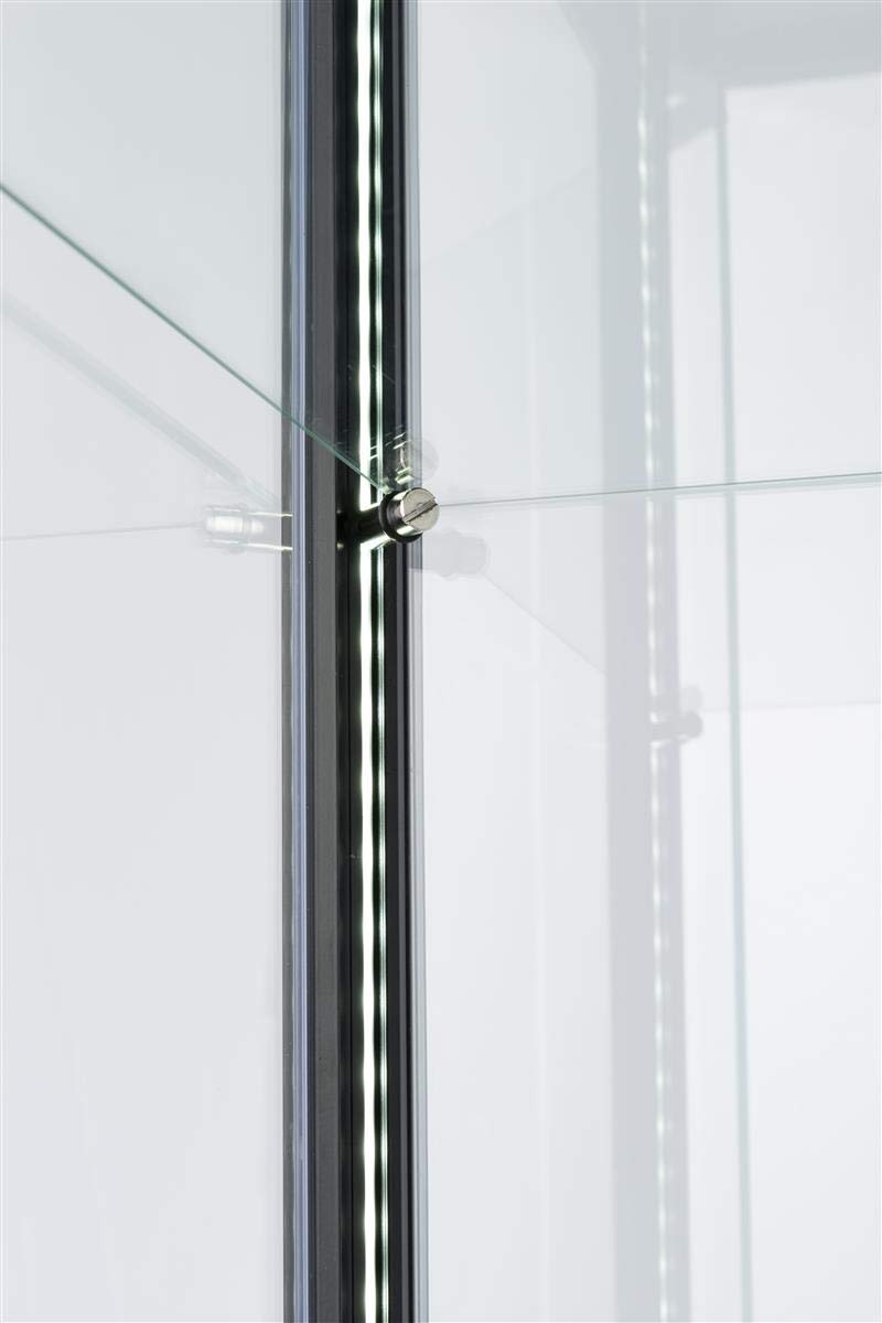 Displays2go 2 Foot Wide Display Cases with Corner Lighting – Black (DCKDMT24B)