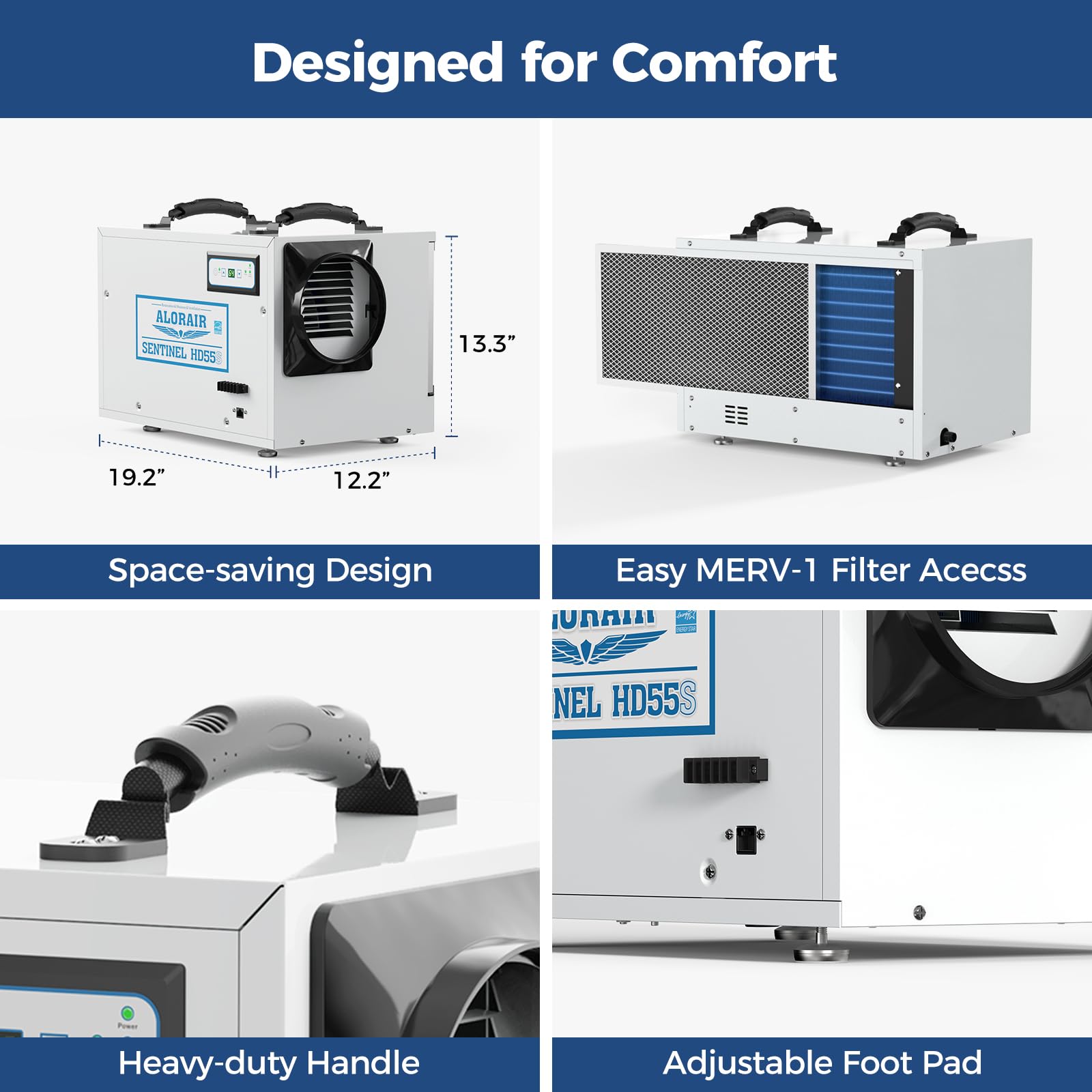 ALORAIR Crawl Space Dehumidifiers, 120 PPD Energy Star Wi-Fi APP Controls Crawlspace Dehumidifiers, Auto Defrost Basement Commercial Dehumidifiers