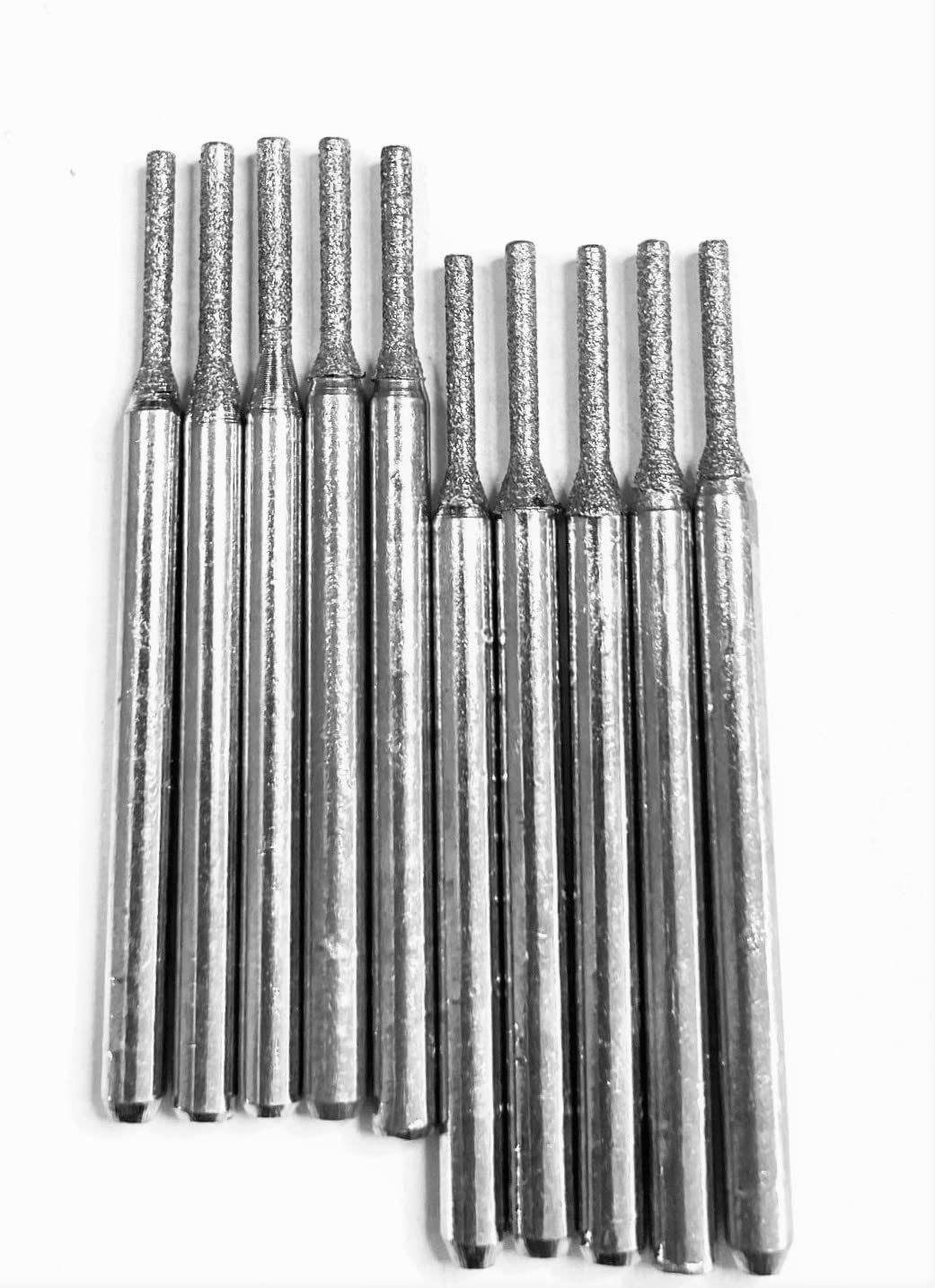 DrillGlass 1/16" Cylinder Drill Bits On A 1/8" Shank | Fits Your Rotary Tool Compatible with Dremel | Bag of 10, for Glass and Jewelry (11618RB)