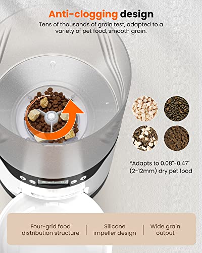 Automatic Cat Feeder, Timed Cat Feeder with Adjustable Feeding Schedule, Cat Dry Food Dispenser, GIOTOHUN pet feeders with Desiccant Bag, 1-4 Meals Per Day, 10s Voice Recorder, Dual Power Supply