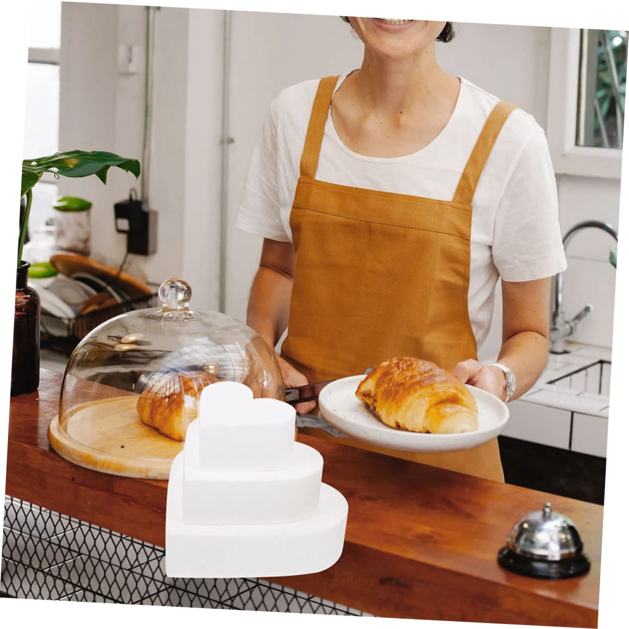 Abaodam 3pcs Bubble Cake Cupcakes Rotating Cake Stand Cake Decorating Cilindros para Fiestas Redondos Blancos Cake Shape Molds Gummy Molds Dummy Accessories to Rotate Wedding White Foam