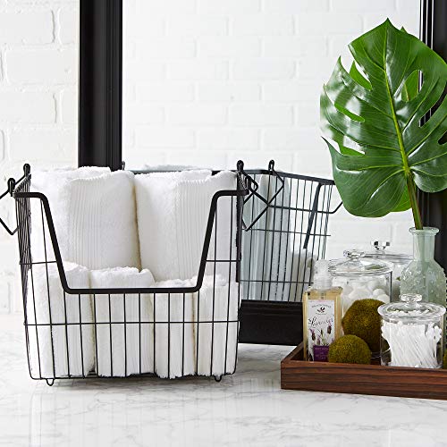 DII Metal Wire Mesh Stackable Utility Storage Bin, Large Rectangle, 13x10x11", Black