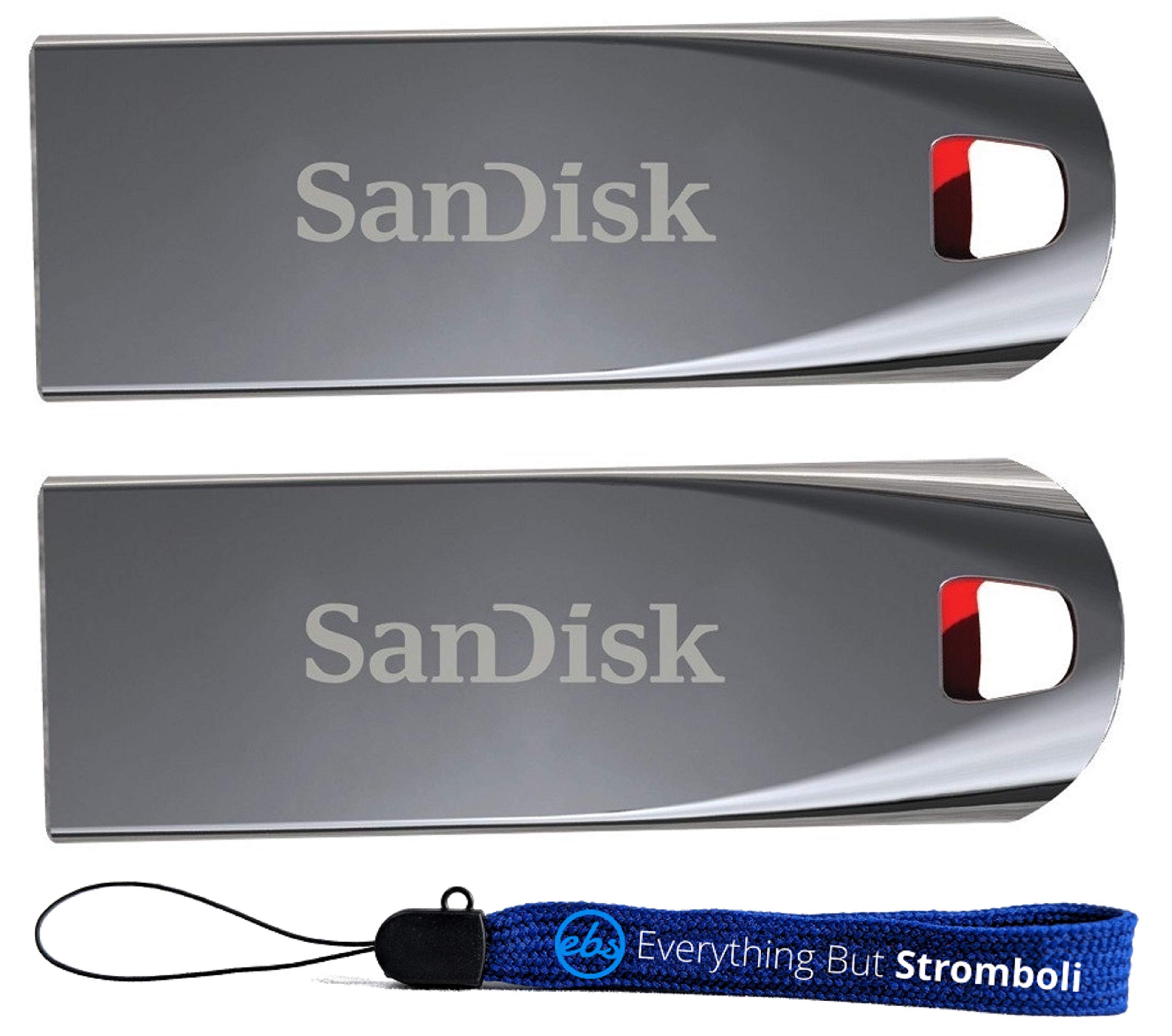 SanDisk 64GB (Two Pack Bundle) Cruzer Force Flash Drive USB 2.0 64G SDCZ71-064G-B35 with Everything But Stromboli (TM) Lanyard