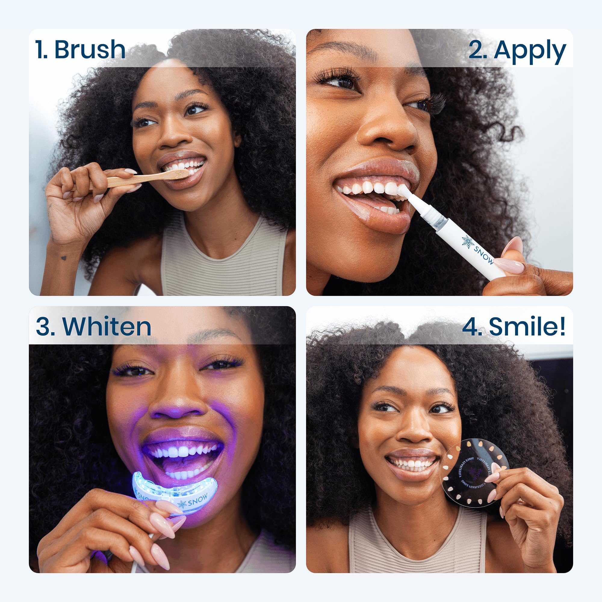 SNOW Diamond Wired Whitening Kit - Sensitive Teeth Whitening Kit - Whitens & Repairs Teeth 6 Months of Treatment Gentle & Enamel Safe Blue