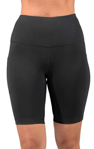 90 Degree By Reflex - High Waist Power Flex Biker Shorts with Side Pockets - 5", 7", 9" - Black 9" - Medium
