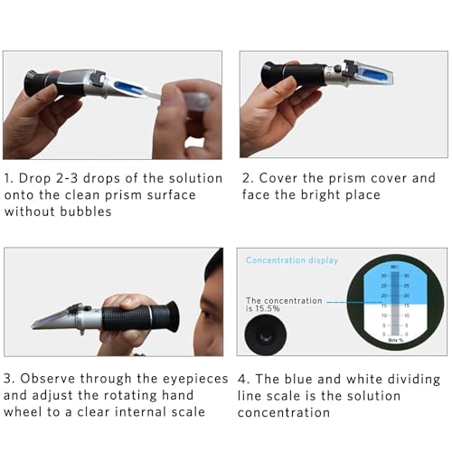 Agatige Portable Refractometer, 0-90% Digital Brix Refractometer Sugar Content Hydrometer Automatic Temperature Compensation Grape Wine Extractor Tester Machine for Honey, Maple Syrup
