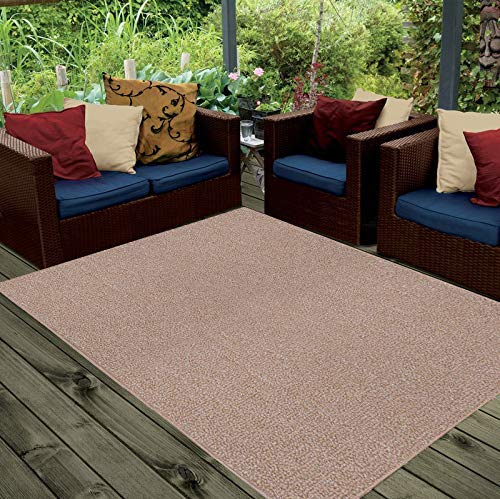 Ambiant Broadway Collection Solid Color Indoor Outdoor Area Rugs Grey - 5' Square, Stain & Fade Resistant, Easy Care, Pet & Kids Friendly, Made in USA, Perfect for Weddings & Everyday Use!