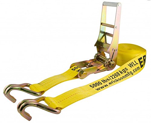 Erickson 58515 Yellow 3" x 30' Ratchet Strap with Double J Hooks, 15000 lb Load Capacity