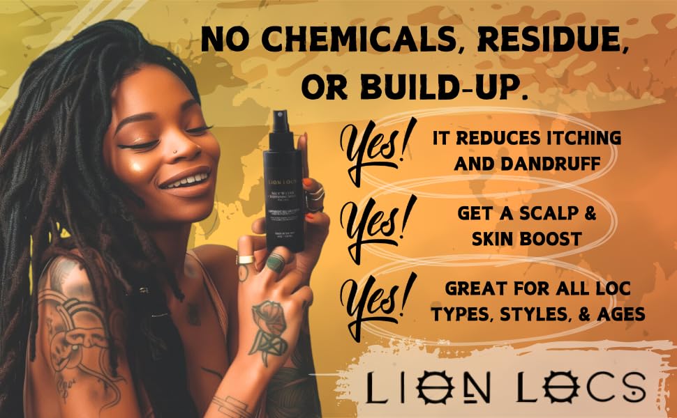 Lion Locs Starter Twist and Lock Spray for New Dreadlocks | Vegan Sea Salt Mist with Essential Oils & Aloe (4oz)