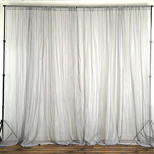 BalsaCircle 10 feet x 10 feet Silver Sheer Voile Backdrop Drapes Curtains 2 Panels 5x10 ft - Wedding Ceremony Party Home Decorations