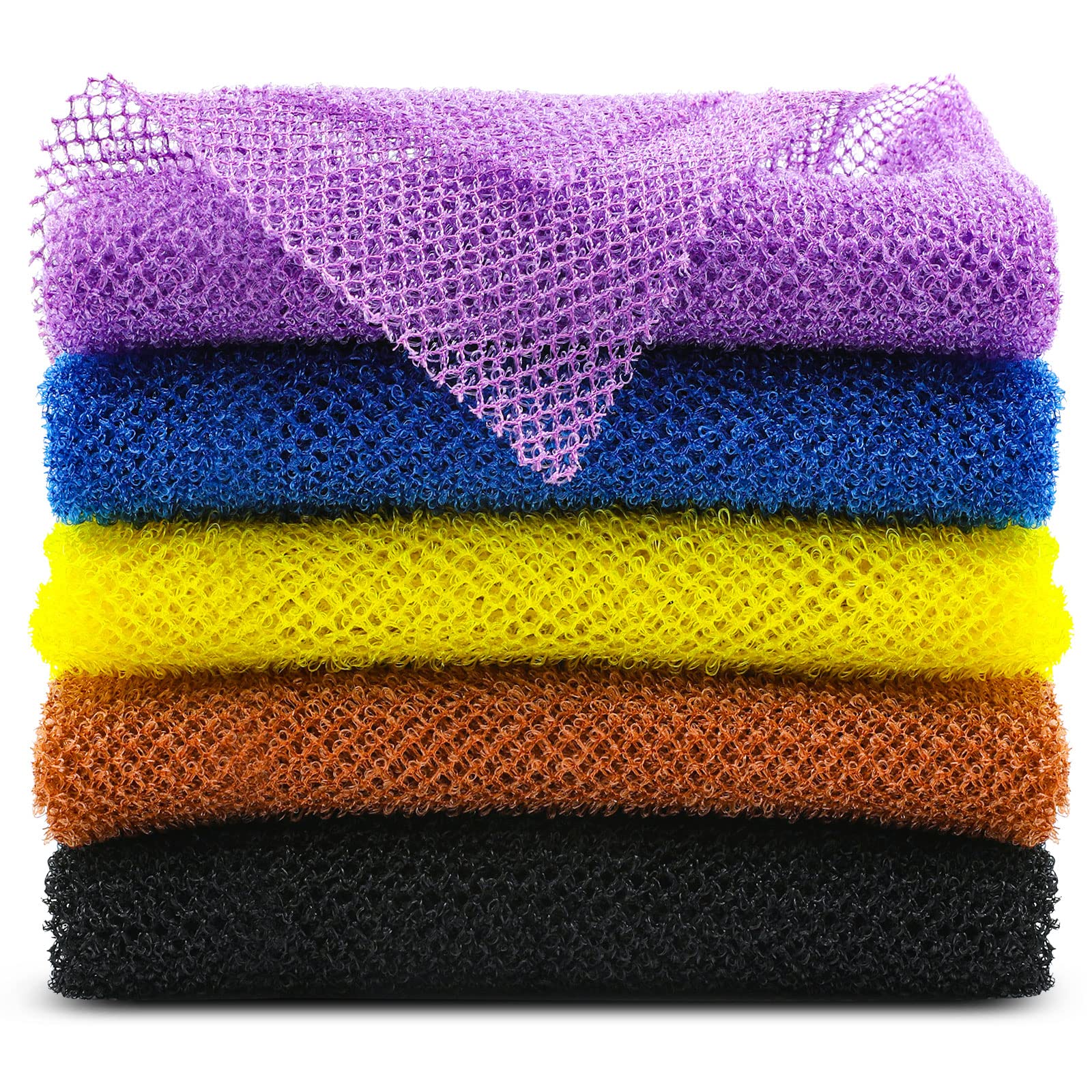 5 Pieces African Net Sponge, African Long Net Bath Sponge, Exfoliating Net Shower Sponge for Body African, Net Bathing Sponge Body Scrubber, Back Scrubber Skin Smoother for Daily Use