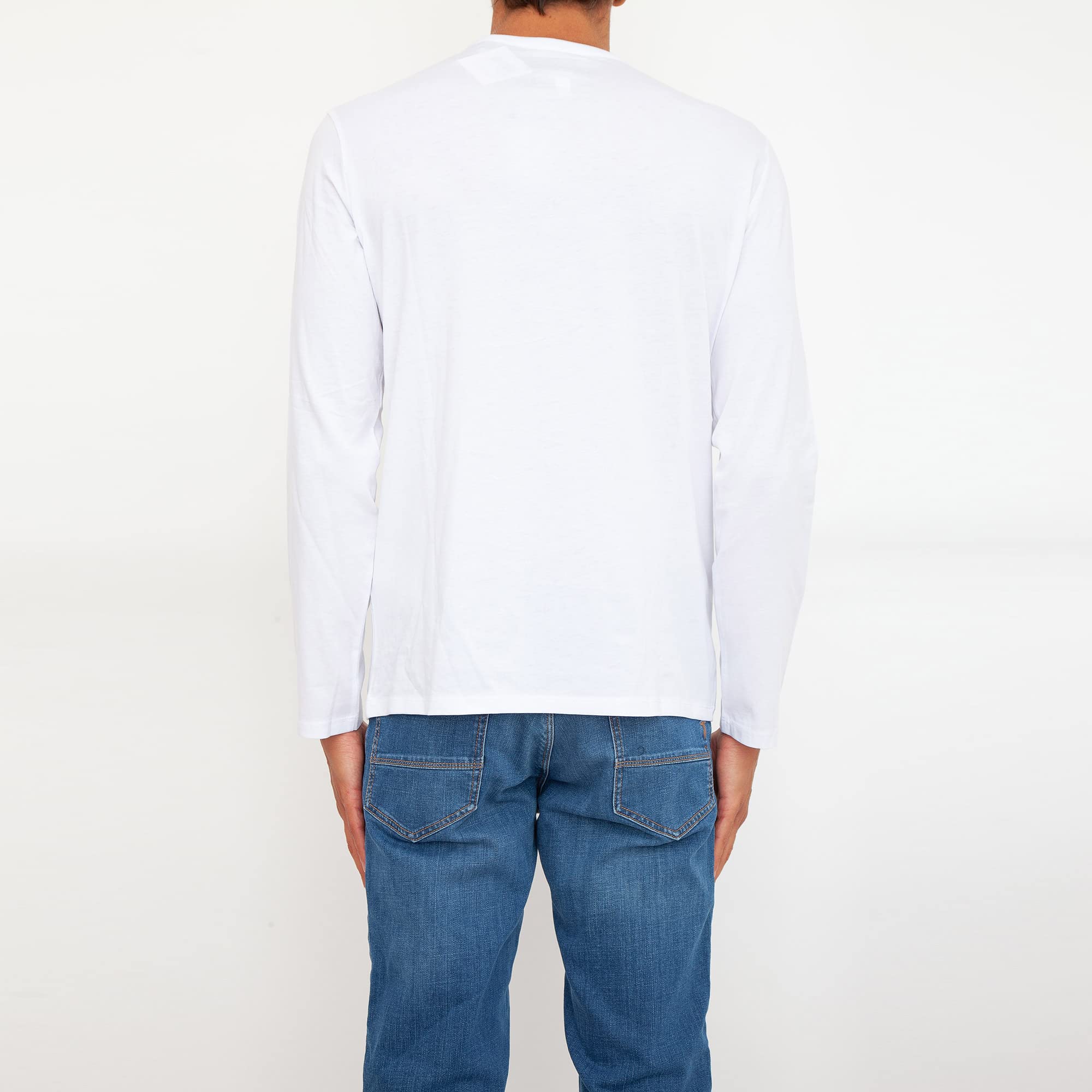 A|X ARMANI EXCHANGE mens Icon Chest Graphic Long Sleeve T-shirt T Shirt, White, Large US