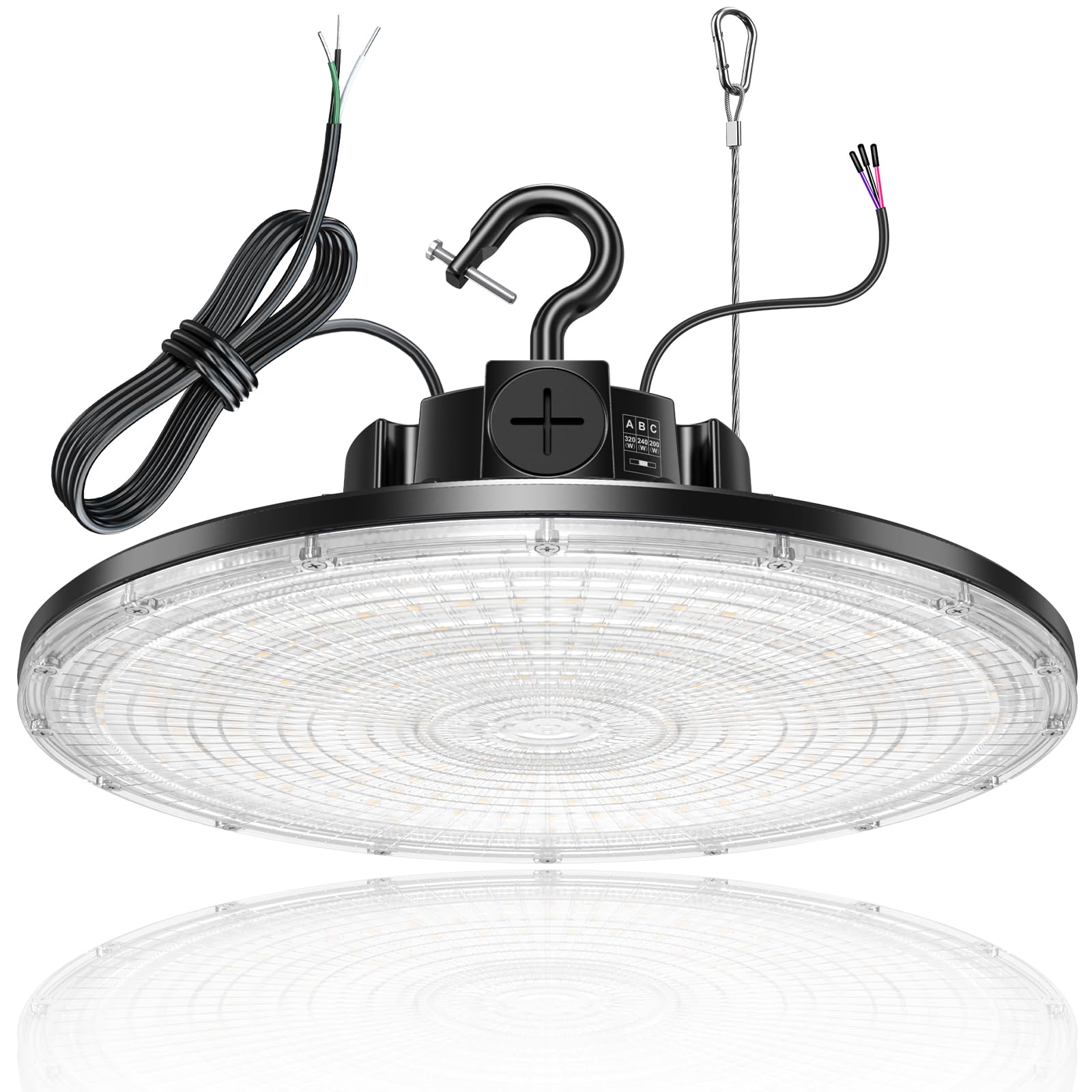 480V LED High Bay Light 300W 240W 200W Adjustable UFO Light 42000LM ETL DLC Listed Dimmable High Bay LED Shop Lights 5000K Daylight IP65 Waterproof Commercial Bay Lighting for Warehouse Factory