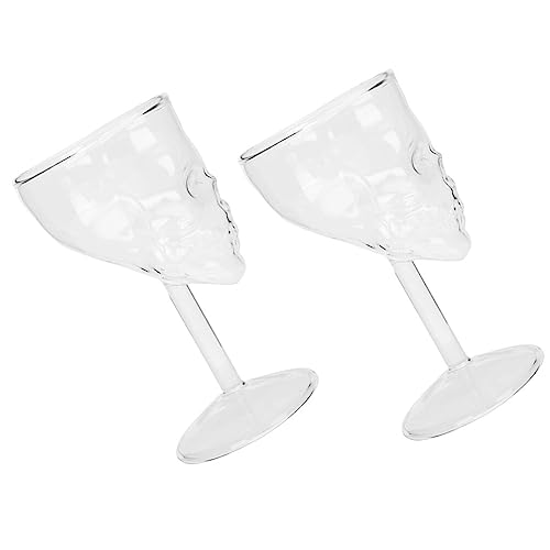 Abaodam Halloween Skull Glasses Goblets Skull Shaped Wine Cups Set of Two Borosilicate Glasses for Halloween Party Accessories Halloween Skull Drinking Glasses