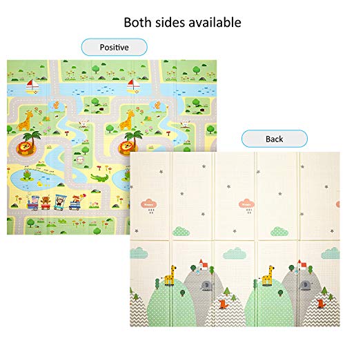 Play Mat, Baby Foldable Play Mat Crawling Mat Extra Large Foam Mat Reversible Baby Crawling Mat Non Toxic Waterproof for Infants Toddlers Thicker