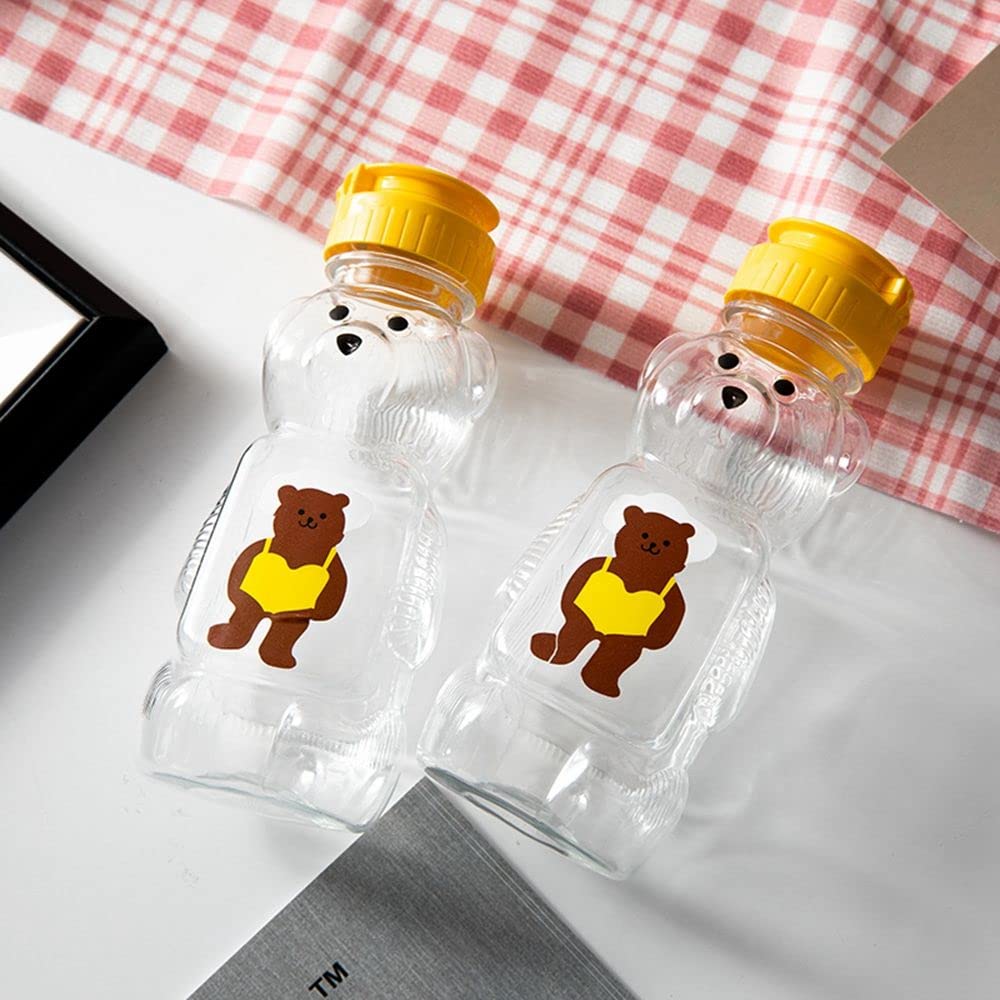 8 Oz Plastic Bear Honey Bottle Jars, Empty Honey Squeeze Bottle with Flip-top Lid for Storing and Dispensing, Yellow (NM003)