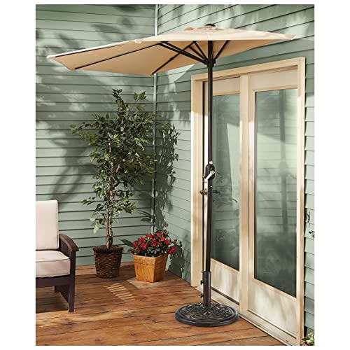 CASTLECREEK Half Round Patio Umbrella, Outdoor, Garden, Deck, Balcony Shade 8β, Red