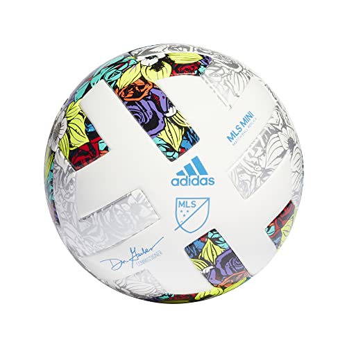 adidas MLS Mini Soccer Ball, Ball, White/Solar Yellow/Power Blue, 5