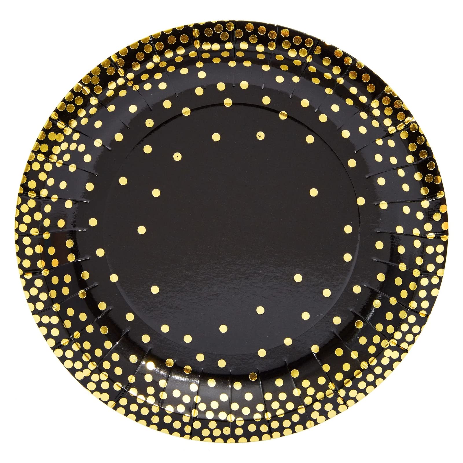 BLUE PANDA 48-Pack Black and Gold Party Plates, 7 Inch Paper Plates for Birthday Cake and Desserts