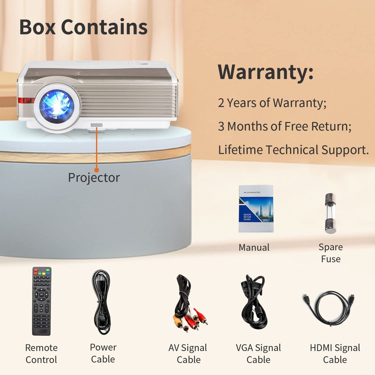 9000L Native 1080p Projector with WiFi Bluetooth, 200'' Display Home Theater Movie Projector Outdoor Indoor Party, Wireless Sync Screen for iOS/Android Phone/Tablets, With 4D Keystone and Zoom