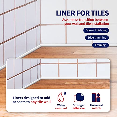 Art3dwallpanels 10 Ft Flexible Peel and Stick Trim Molding for Backsplash Tile Edge, Self-Adhesive Wall Trim for Corner Decor（White）
