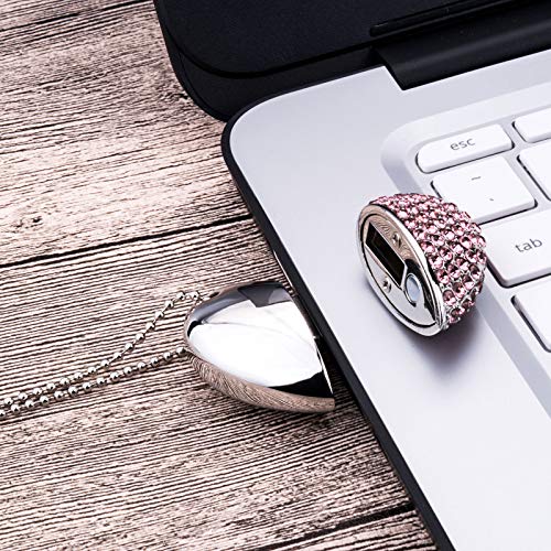 KOOTION Heart-Shape Pendant USB Flash Drive, USB 2.0 Memory Stick with Necklace, Thumb Drive for Photos & Videos, 32G, Pink