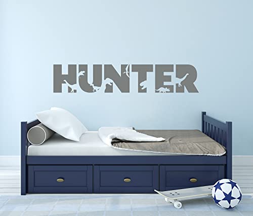 Dinosaur Custom Name Vinyl Wall Decal Sticker Art for Boys and Girls, Dino Theme Bedroom and Nursery Room Decor for Kids
