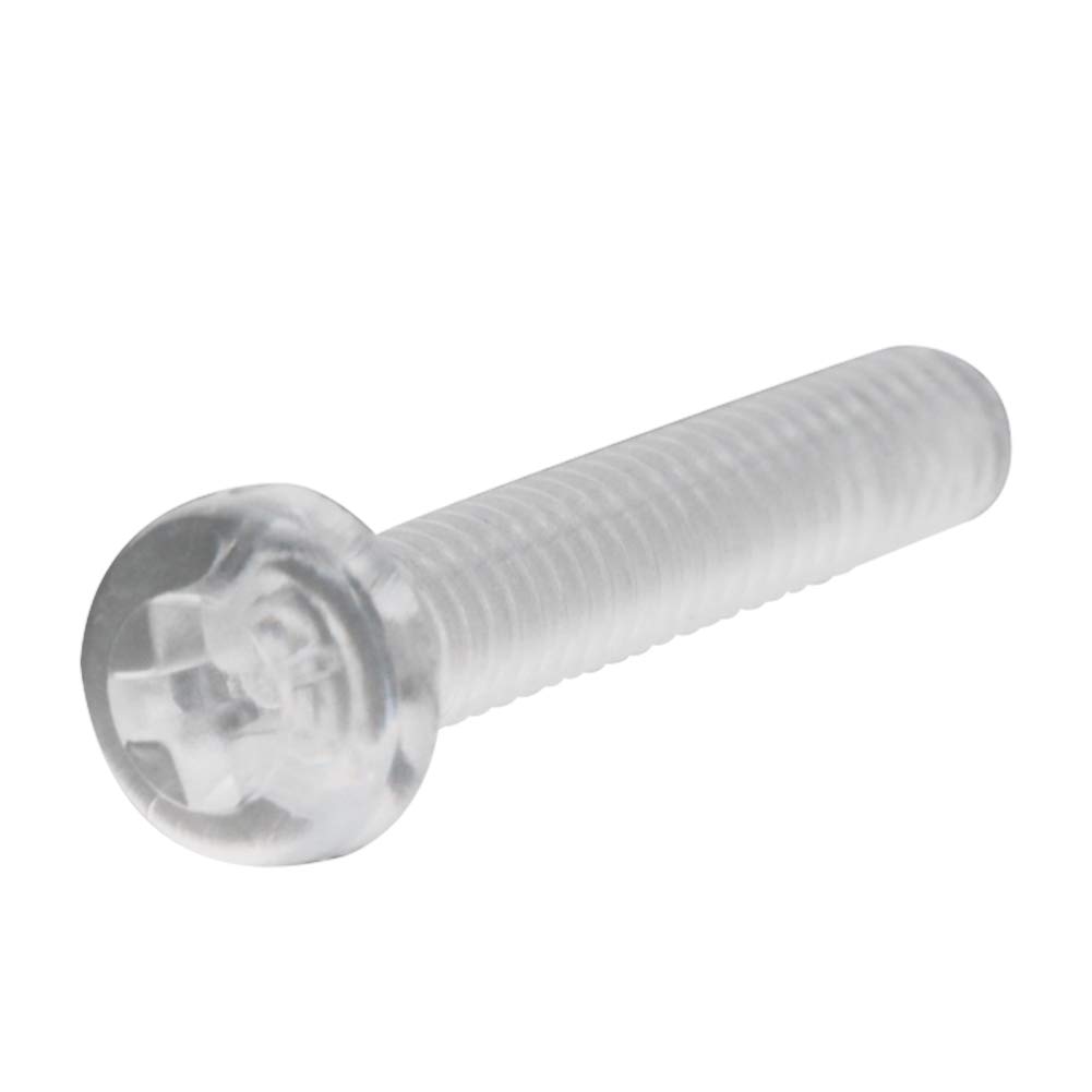 MroMax M4 x 20 Threaded PC Acrylic Phillips Cross Pan Head Machine Screws Bolts Transparent Color 50Pcs